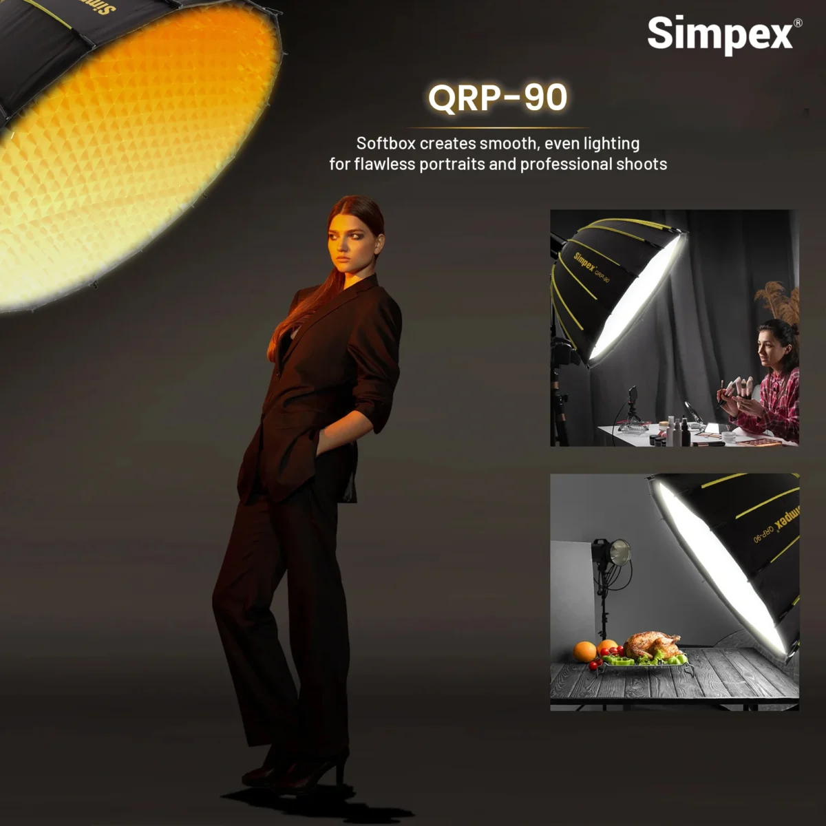 Simpex QRP-90 Deep Octa Quick Release Parabolic Softbox with honey comb ...